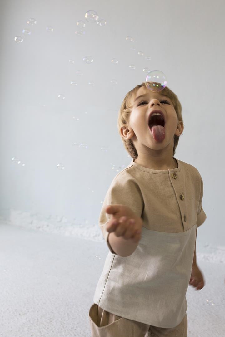 Mod.18.3 Beige yolk-style shirt | SS018-Mod.18.3 Beige yolk-style shirt | 1